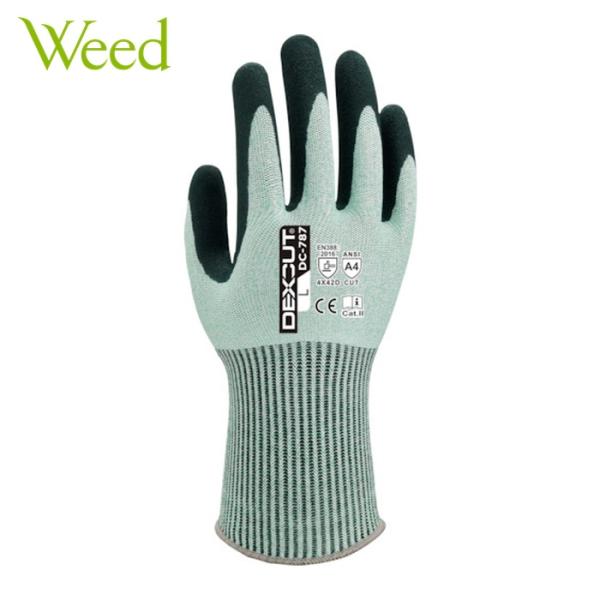 Weed 高強度ポリエチレン|特長:高強度ポリエチレン繊維「Tsunooga」を使用し、EN388:2016でレベル Dの高い耐切創性と柔軟性を実現した耐切創性手袋で、作業性、通気性も優れています。 コーディングにはニトリルゴムに特殊すべり...