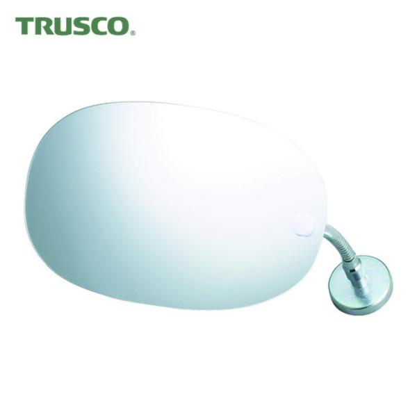 TRUSCO 室内専用安全ミラー|特長:楕円形(オーバル)なのでワイドな視野が得られます。 フレキシブルアーム(120mm)で角度調整が可能です。 縦付け、横付け自由自在。