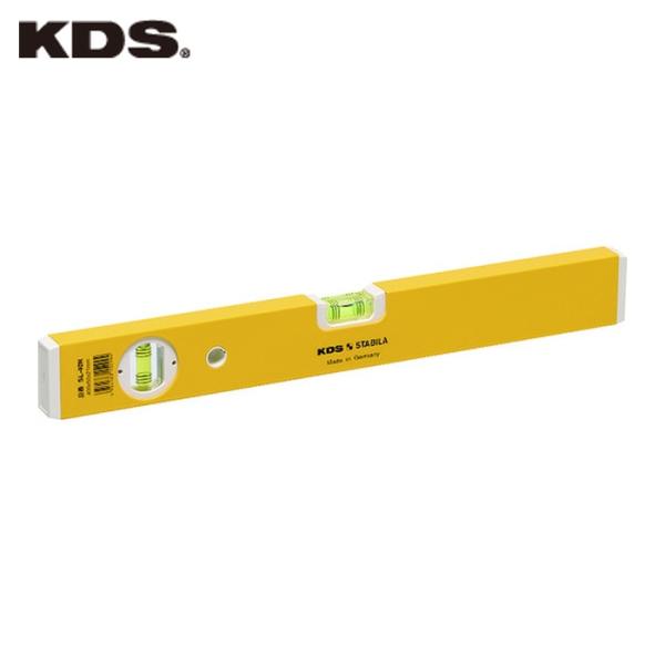 KDS アルミ製水平器|特長:両端は耐衝撃性を高めるプラスチックリブ付です。 スタビラ社独自の気泡管完全固定方式のため、狂いにくい構造です。 (ドイツ特許取得)・高精度、プロ仕様のアルミレベルです。