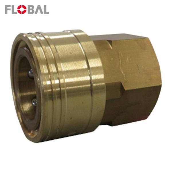 FLOBAL 金属カップリング(おねじ取付)|特長:ソケット側にもプラグ側にもバルブ機構を持たない両路開放型カップリングです。 ソケットとプラグを分離したとき流体を遮断する必要のない配管系路に最適です。 流量抵抗が少ない内部構造となっていま...