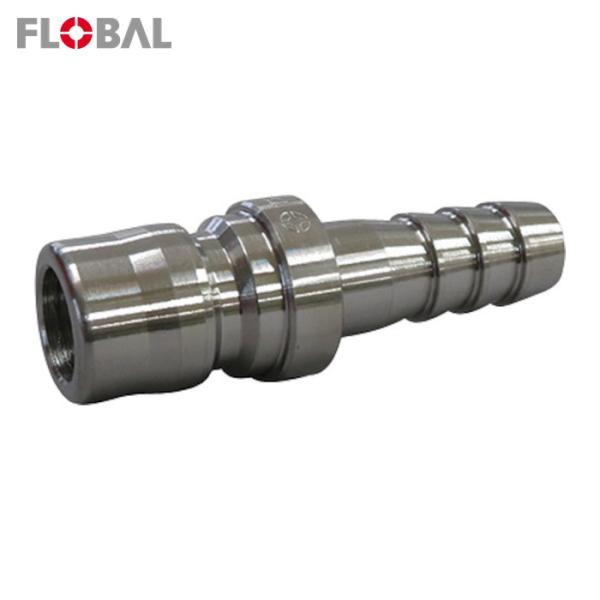 FLOBAL 金属カップリング|特長:ソケット側にもプラグ側にもバルブ機構を持たない両路開放型カップリングです。 ソケットとプラグを分離したとき流体を遮断する必要のない配管系路に最適です。 流量抵抗が少ない内部構造となっていますので圧力損失...