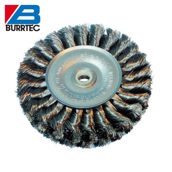BURRTEC ホイールブラシ|特長:ヒネリを加え、フレキシブルな動きでよりハードなバリ取りが可能・米国の国家規格(ANSI)に基づいて、破壊試験を実施し、最高回転数を設定しています。 高剛性のため重研磨に対応しています。 高速回転対応・長...
