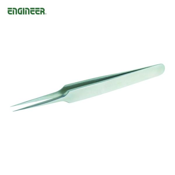 ENGINEER ステンレス製ピンセット|特長:先端部にしなりがなく部品などを確実に保持できます。 先端は高精度精密仕上げで、耐久性に優れています。 非磁性、耐食性、耐酸性に優れています。