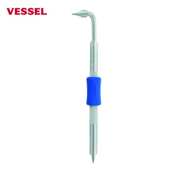 VESSEL オフセット式ドライバー|特長:狭い箇所に適した短軸仕様です。 L型のコーナーをフラットにすることで極限の短軸曲げを実現しました。 フラット部分は使うとき指を添えると安定し、力が入れやすい形状です。