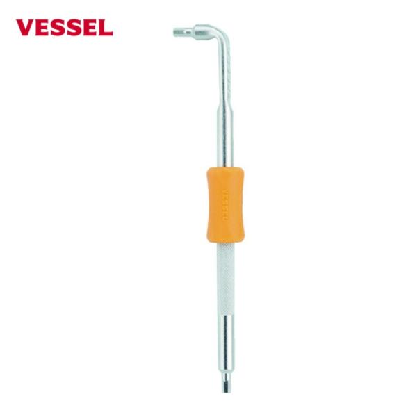 VESSEL オフセット式ドライバー|特長:狭い箇所に適した短軸仕様です。 L型のコーナーをフラットにすることで極限の短軸曲げを実現しました。 カラーで色分けしたソフトグリップ付で刃先の形状・サイズが分かりやすく、しかもソフトな手当たりで作...