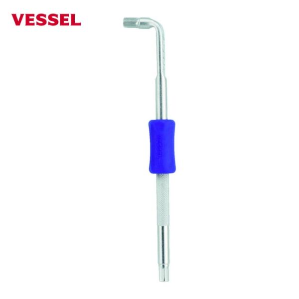 VESSEL オフセット式ドライバー|特長:狭い箇所に適した短軸仕様です。 L型のコーナーをフラットにすることで極限の短軸曲げを実現しました。 カラーで色分けしたソフトグリップ付で刃先の形状・サイズが分かりやすく、しかもソフトな手当たりで作...