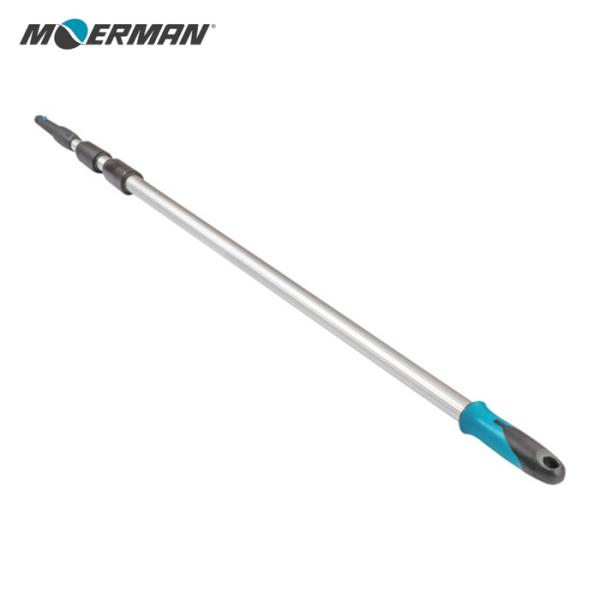 モアマン 水切りワイパー|特長:アルミ製で軽量の高所清掃用のポールです。 スクイジーやウォッシャーをはめて高所のガラスを、ダスターやクランプをはめれば天井や高所の壁の清掃ができます。