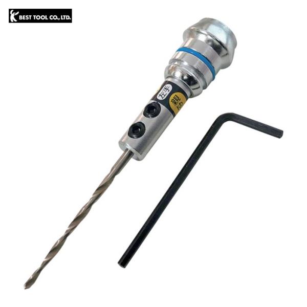 ベストツール 木工用下穴ドリル|特長:電動ドライバーに両頭+ドライバービットを付けたままで、下穴ギリをワンタッチ着脱できます。 ドリルは専用設計で、本体に取り付けた時にドリルの軸部の溝がしっかりと固定されるので空転を防止します。 ビットの付...