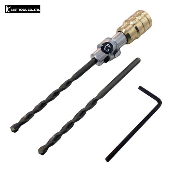 特長●電動ドライバーに両頭+ドライバービットを付けたままで、下穴ギリをワンタッチ着脱できます。●替えドリルとドリル交換に必要な6角棒レンチがセットされているのでとても便利で経済的です。用途●ブロック・モルタル・レンガ・石膏ボードの下穴あけに。