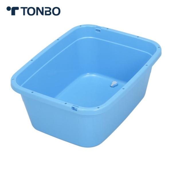 TONBO タライ|特長:角型は無駄なスペースを取りにくく使い勝手も抜群です。 ホース止め、水抜栓付です。