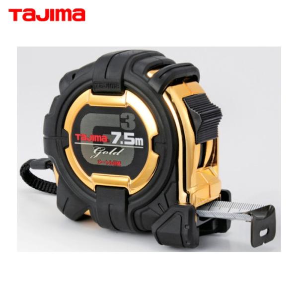 タジマ コンベックス(ゴムカバータイプ)|特長:弾性樹脂で全身をガードしています。 落下時の衝撃から爪を守るフックガードバンパー付です。 新アーマードケースを採用しています。