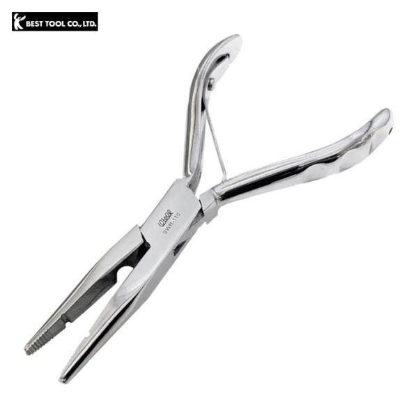 ベストツール ラジオペンチ(ステンレス)|特長:錆に強いステンレスを刃部と材質の全面に採用した、スタイリッシュなラジオペンチです。 先端が細くなっているので、狭い箇所での作業に最適で、皮むき用の小穴や小さなナットなどを挟んで回す機能がついて...