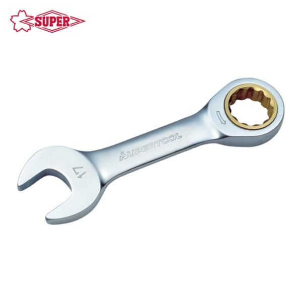 スーパー コンビネーションラチェットレンチ|特長:電設・配管・空調工事、機械設備、自動車修理、各種狭所作業現場に最適です。 ショートタイプです。 ギア数72山で送り角5°なので狭所作業に適しています。