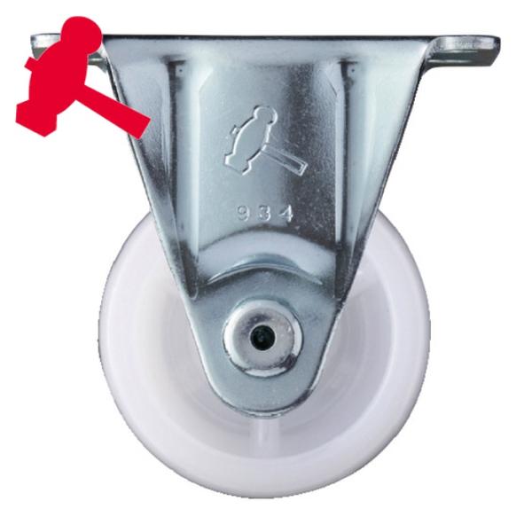 ハンマー プレート式ナイロンキャスター|特長:荷重に対する抵抗力が大きく、旋回もスムーズです。 極厚の材料をプレス加工し重荷重に耐えられる様に製作されたキャスターです。 100mm以上のキャスターは、堅牢で安定感もあり重量物運搬用に最適です。