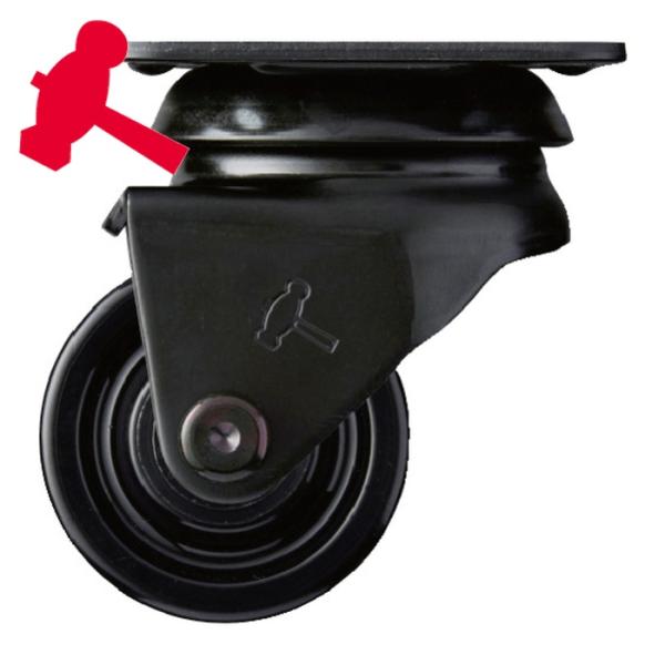 特長●旋回部のボールレース径が大きく、ダブルホイールのため、相互の反転作用により旋回がスムーズ、また偏平車輪の採用で走行安定性に優れています。用途●低床・重荷重が必要な機器に。