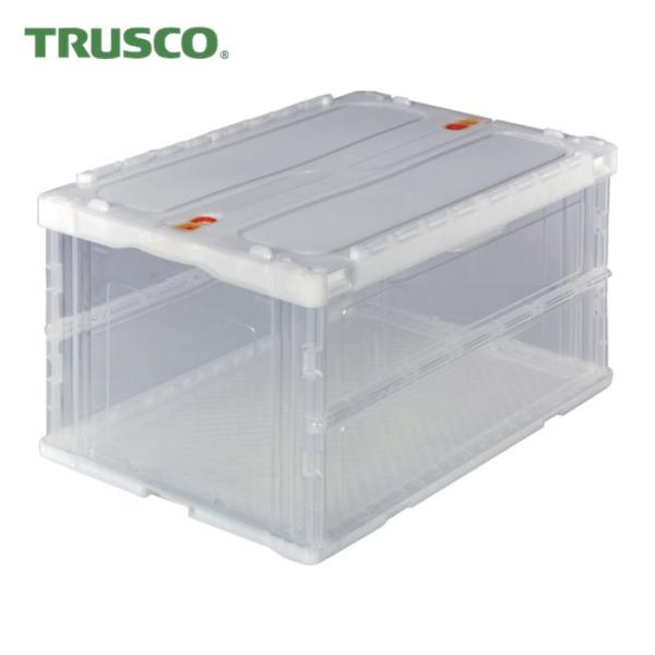 TRUSCO 折りたたみコンテナ|特長:折りたたんだ時の高さを最大限まで追求、従来タイプに比べて最大35%低く、これにより輸送運賃・保管スペースを大幅に削減することができます。 組み立て時も、折りたたみ時にも積み重ねができ荷崩れの心配があり...