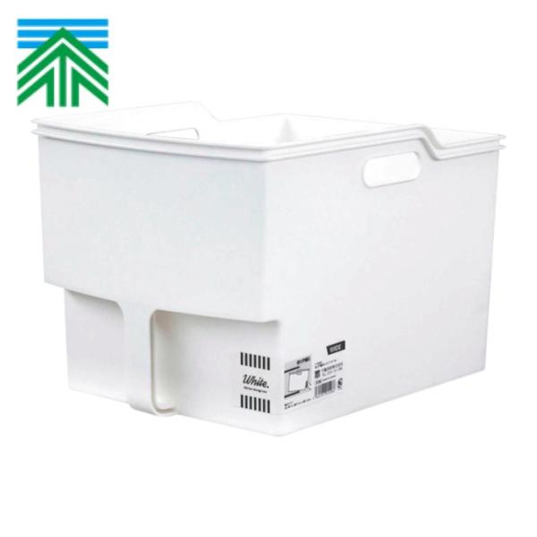 不動技研 収納ボックス|特長:吊り戸棚など高い位置の収納に便利な収納ストッカーです。 安定感のある太めのハンドル付で出し入れが簡単です。 後部には傾斜がついており取り出し時、上の棚にぶつからずに取り出せるアイデア設計です。