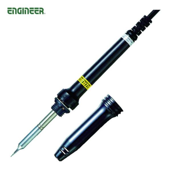 ENGINEER 電気はんだこて(セラミックヒーター)|特長:高性能セラミックヒーターの採用により、コテ先温度の立ち上がりが速く、約1分ではんだ付けが可能です。 グリップからコテ先までの長さが短く操作性に優れています。 精密ソルダリングに最...