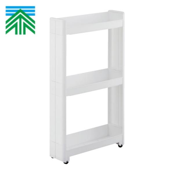 不動技研 ワゴン|特長:幅12。 5cmのスキマが大容量収納庫になるワゴンです。 下段に2Lペットボトルであれば4本も入る収納力です。