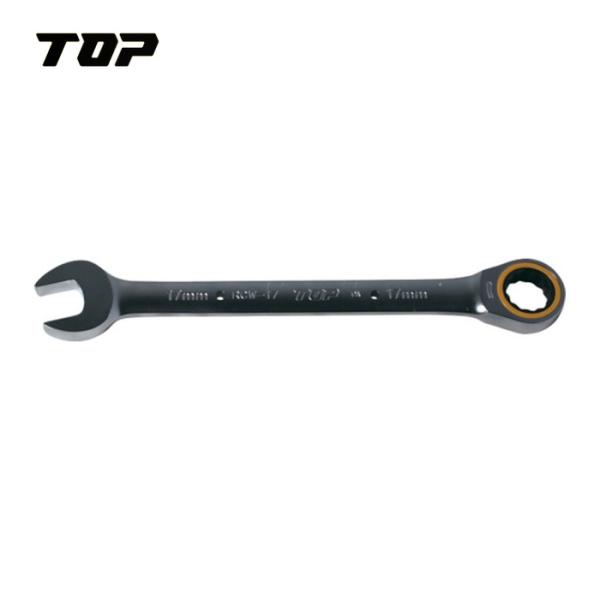TOP コンビネーションラチェットレンチ|特長:締める、緩める方向が色で識別可能です。 ギヤ数72枚、5°の細かい送り角度でラチェット駆動します。 ラチェット部は本締めできる強度があります。