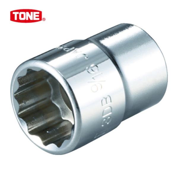 TONE ソケット(インチ)|特長:スタンダードタイプの対辺12角形状です。 差し込み後、トルクをかけてもナメにくくなっています。