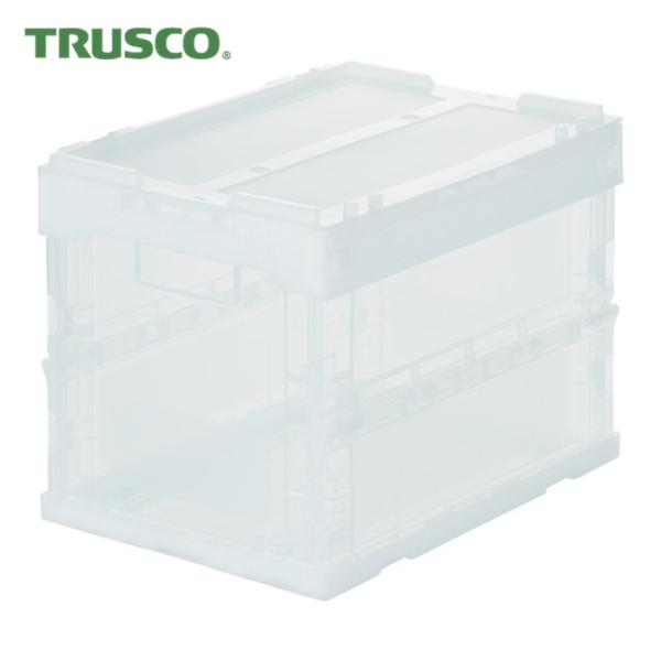 TRUSCO 折りたたみコンテナ|特長:中が透けて見えるため、コンテナの中身が判別しやすく、保管・管理に最適です。 折りたたんだ時の高さを最大限まで追求、従来タイプに比べて最大35%低く、これにより輸送運賃・保管スペースを大幅に削減すること...