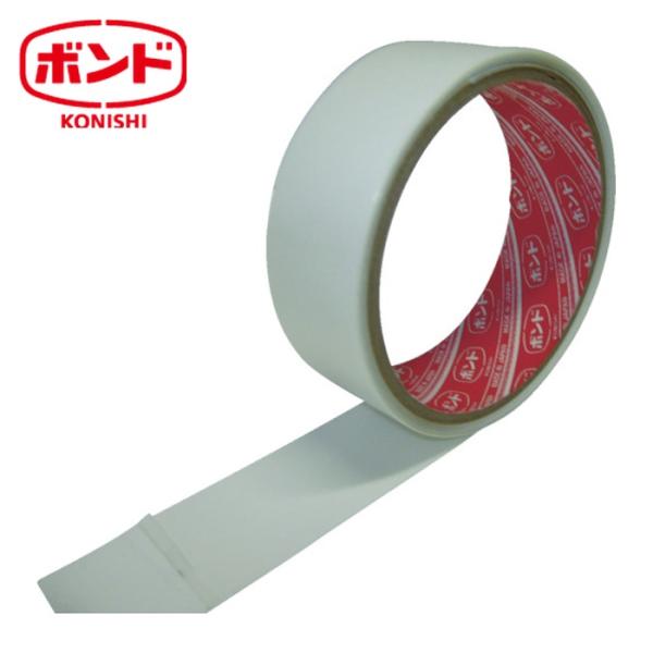 コニシ 補修テープ|特長:耐候・耐水・耐熱・耐寒性(・20~80°C)に良好です。 透明で黄変しにくく曲面・凹凸面にも良くなじみます。