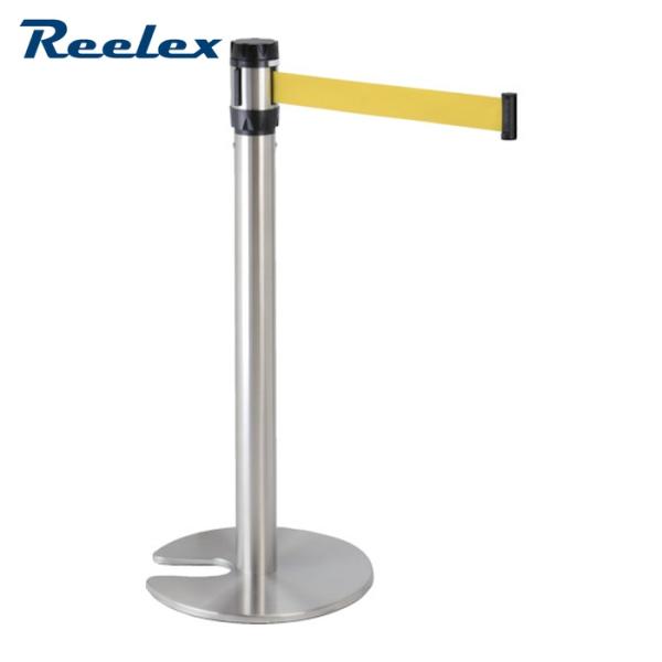 Reelex ベルトパーテーション|特長:ベルトの長さは業界最長の6mロングストロークです。 急なベルトの巻き取りを停止するセーフティーロック機構付きです。