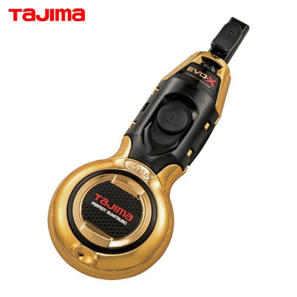 タジマ 墨つぼ|特長:ナイロン単糸を芯に入れた新開発編糸「剛糸」を採用。 耐久性36倍(当社従来比)を実現しました。 押さえやすく、先端が見やすい斜めカットを採用しています。