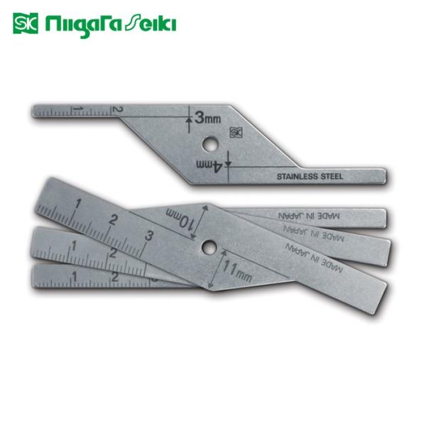 SK 角度ゲージ|特長:ルート間隔・突合せ継手ルート間隔測定用限界ゲージです。 ゲージリーフ4枚セットです。 すきまゲージとしても利用できます。