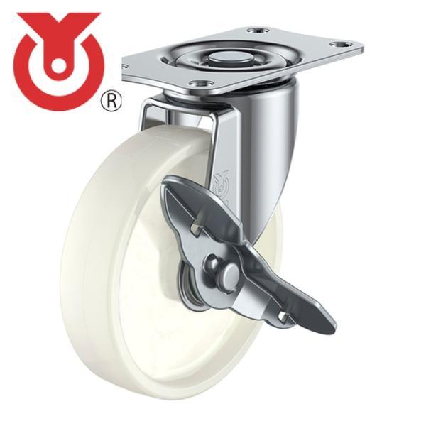 特長●高級感のあるクロムメッキ仕上げで装飾性に優れます。●ナイロン車輪は始動抵抗が少なく、耐摩耗性に優れています。用途●台車や家具、什器に。