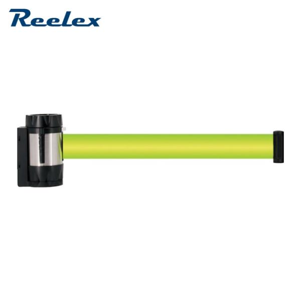 Reelex ガードテープ|特長:高性能反射シートを採用していますので、夜間での視認性が抜群です。 蛍光反射シートで7mのロングストロークです。 シートの収納は便利な自動巻取式です。