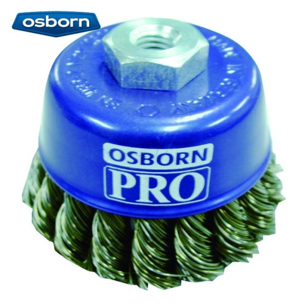 OSBORN カップブラシ(電動工具用)|特長:最適な腰の強さとバランスで、効率の良い作業ができます。 コーナー部の取り残しが少なく、ワイヤの折れが少ない長寿命品です。