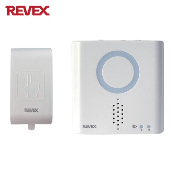REVEX インターホン|特長:送信機に軽くタッチするとセンサーが感知し、離れた場所にある受信機が光とチャイム音でお知らせします。 ワイヤレス方式だから配線工事は不要で簡単に設置できます。 屋外の障害物のない場所で最大180mまで届きます(...