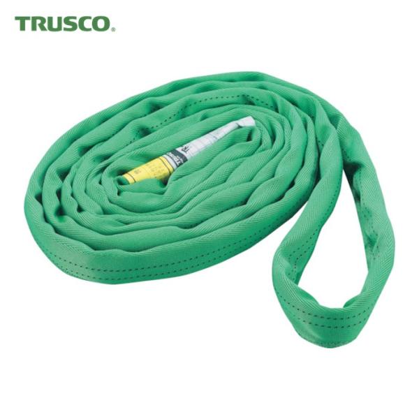 TRUSCO ラウンドスリング|特長:強力ポリエステル原糸の束を耐摩耗性に優れたナイロン素材の表面布で包んだ構造のスリングです。 柔軟であらゆる吊り荷に優しくフィットします。 またしっかりとなじむので荷の安定性に優れています。