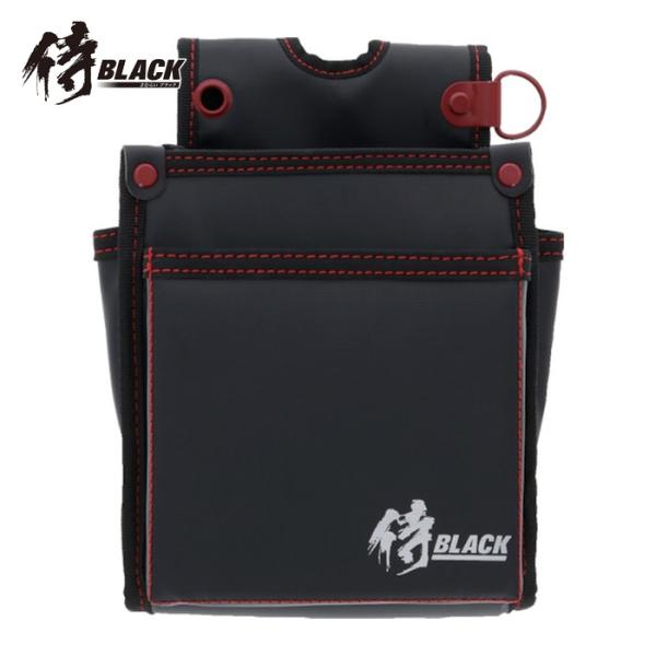 侍BLACK 腰袋|特長:ターポリン生地採用で、摩擦や水濡れに強いです。 工具の出し入れ時に引っ掛からない特殊裁縫です。