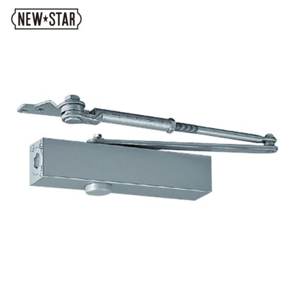 NEW STAR ドアクローザ|特長:左右勝手兼用・ドア閉じ速度調整可能です。 ストップ角度が70°~180°まで設定可能です。 取付ビスが見えないデザインです。