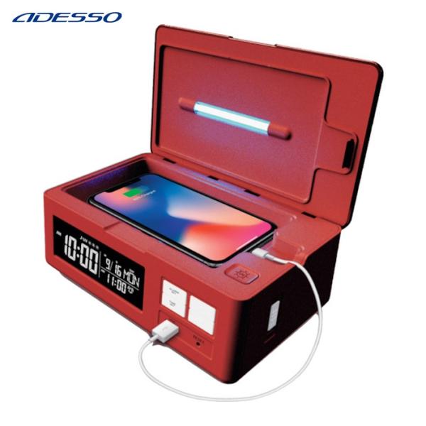 ADESSO 時計(デジタル表示)|特長:スマホをUSB充電+除菌できる時計です。