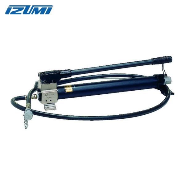 泉 油圧ポンプ|特長:規定圧力まで出れば出力がストップし、圧着不良を防ぎます。 圧力規制が2重構造の安全対策です。