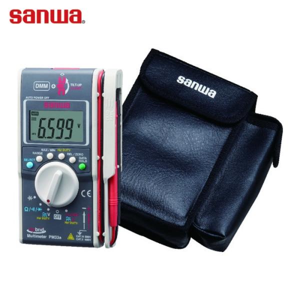 SANWA デジタルテスタ|特長:ポケットサイズのマルチメーターとクランプメーターの複合機です。 クランプはU字型、薄さ7mm、クランプ径Φ10mmで、0~180°まで角度変更可能です。 MIN/MAX値のホールド機能付です。