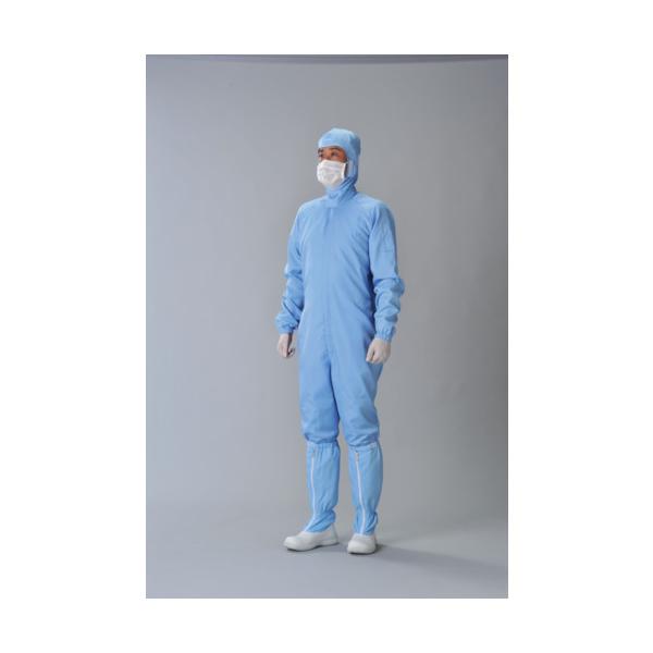 ADCLEAN クリーンルーム用つなぎ服(ISO Class5)|特長:低発塵性、耐久性、経済性に優れております。 ウエスト部はゴムにて簡単にサイズ調整できます。