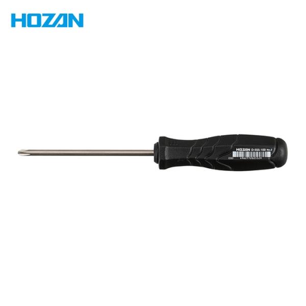HOZAN 樹脂柄ドライバー|特長:奥まった所のねじに最適な、ひとまわり細い軸を採用しています。 D・630・100は第1/2種電気工事士技能試験推奨品です。