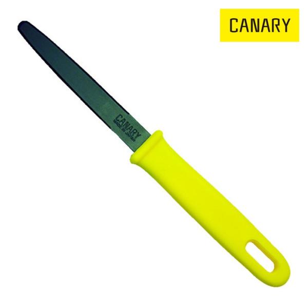 キャナリー 開梱用カッター|特長:手軽に使える両刃の段ボールのこぎりに粘着物が残りにくいフッ素コーティング加工を施しました。 特殊なギザ刃でビニール紐も滑らずにカットできます。