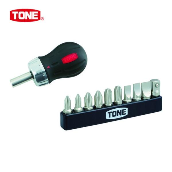 TONE ラチェット式ドライバーセット|特長:全長が短いので、狭い場所で便利です。 ラチェット機能付スタビードライバーです。 回しやすく力の入れやすいデザインです。
