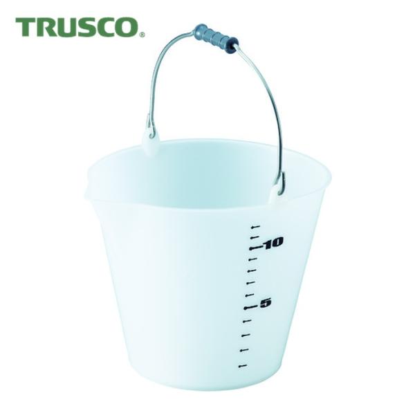 TRUSCO バケツ|特長:変形しても割れにくく、軽量なソフトタイプのバケツです。 ハンドルはさびにくいステンレス製です。 便利な容量目盛付です。