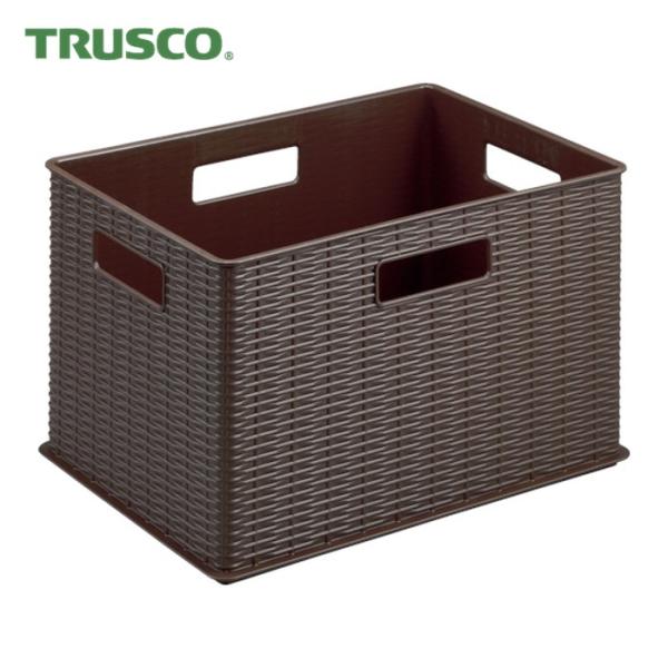 TRUSCO 収納ボックス|特長:ラタン(籐)のバスケットを思わせるデザインで、オフィスや事務所などでの小物収納にぴったりです。 A4ファイルの収納が可能です。 一般的なカラーボックス(棚内寸:約390×275×275mm)にぴったり収まります。