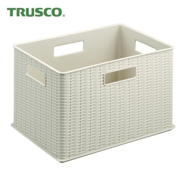 TRUSCO 収納ボックス|特長:ラタン(籐)のバスケットを思わせるデザインで、オフィスや事務所などでの小物収納にぴったりです。 A4ファイルの収納が可能です。 一般的なカラーボックス(棚内寸:約390×275×275mm)にぴったり収まります。