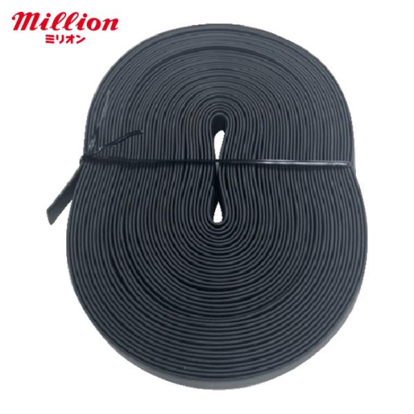 ミリオン ゴムバンド|特長:チューブ再生品と違い日光・オゾンに強く屋外での使用に最適です。 適度な伸縮性を生かし、ロープとバンドの両方の役割を果たす平ゴムロープです。 製品のエッジに丸みを持たせ亀裂に対する不安を軽減しています。
