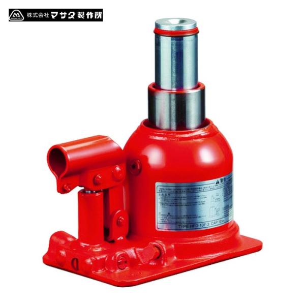 MASADA 油圧ジャッキ|特長:フォークリフトを持ち上げる時など、狭い場所で使用できます。 標準ジャッキでは入らない低い位置からのジャッキアップが可能です。