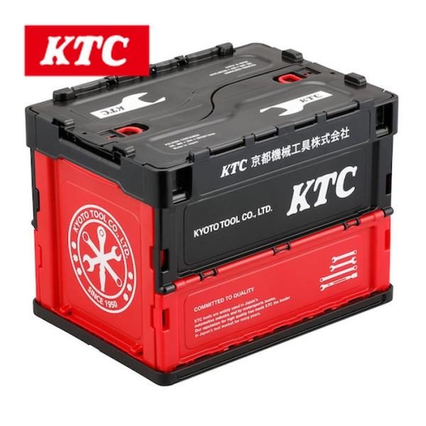 KTC 折りたたみコンテナ|特長:畳んでいるときはワンカラー、組み立てるとブラックとレッドのツートンカラーが特徴的なコンテナに変身します。 ガレージや車で、洗車道具やまとめて置いておきたいものを収納しておくのに非常に便利です。 フタには簡易...